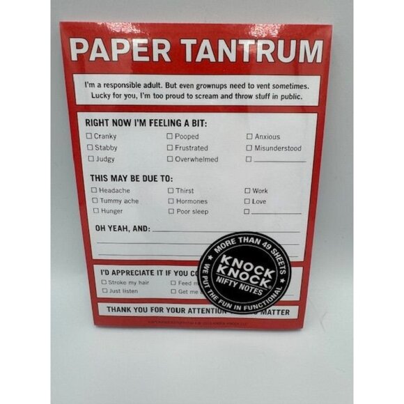 Knock Knock | Office | Nwt Knock Knock Nifty Notes Paper Tantrum Pad ...